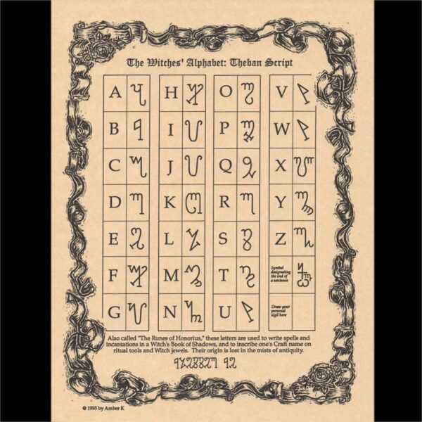 Theban the Witches Alphabet in Your Book of Shadows